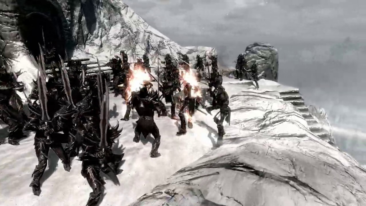 Skyrim Battles - 20 Dremora Lords vs 20 Wrathmen - YouTube