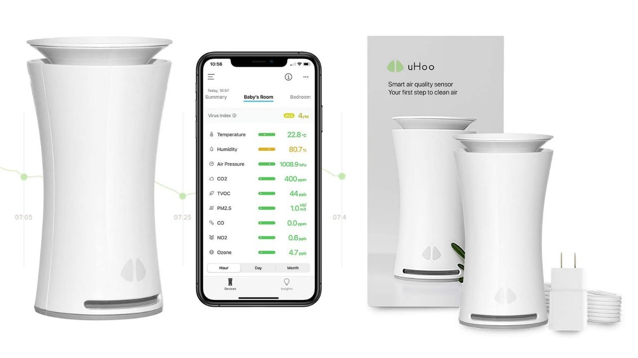 uHoo Indoor Air Quality Sensor 9 in 1 Smart Air Monitor - YouTube