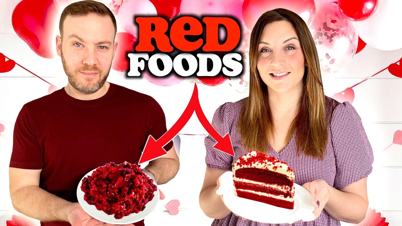 Eating only RED FOOD for 24HOURS - YouTube