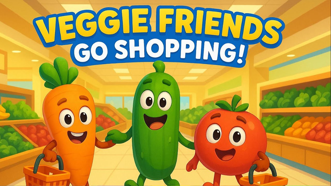 Veggie Friends Go Shopping! 🛒 | Learn Fruits & Veggies for Kids - YouTube