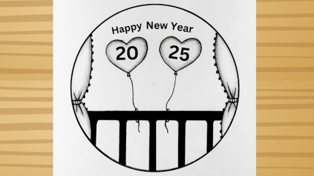 Happy New Year Drawing 2025 /New Year Drawing/Happy New Year scenery ...