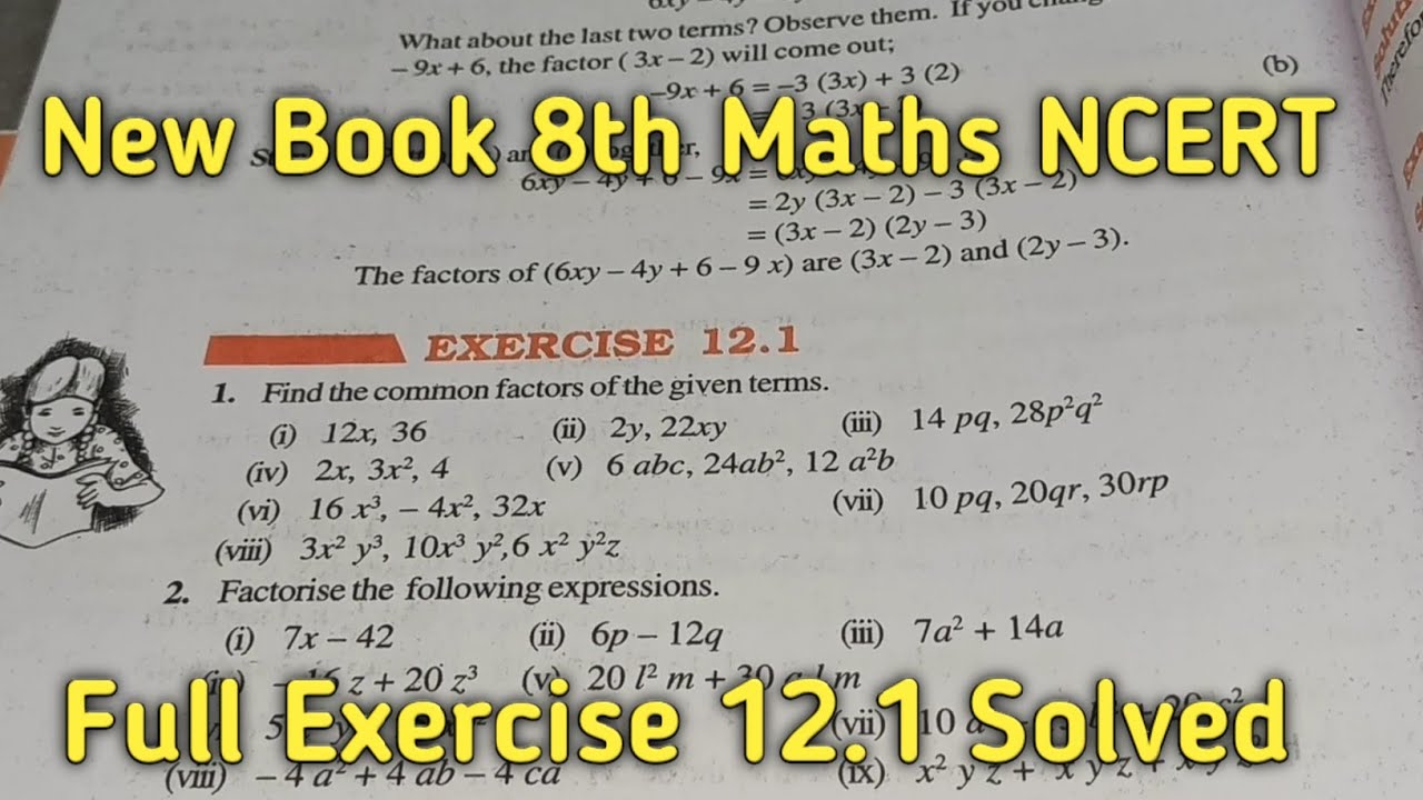 Chapter-12 Ex-12.1 Factorisation || Class 8 Maths New Book - YouTube