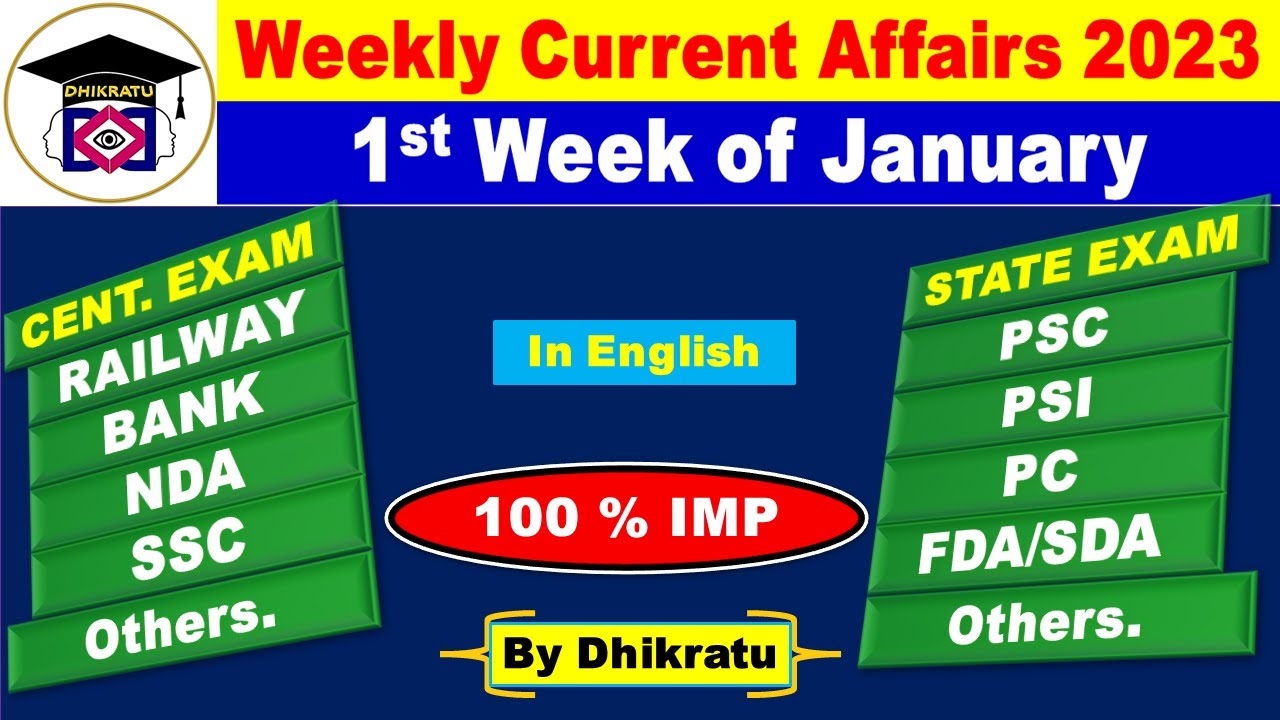 1st Week of January Current Affairs | Weekly Current Affairs | Current ...