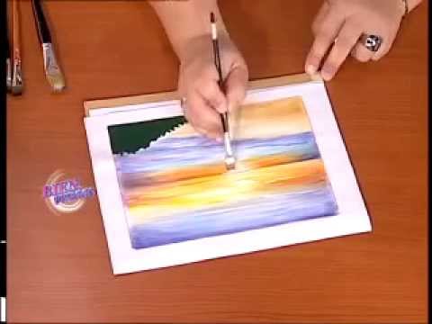 Adriana Chacón - Bienvenidas TV - Pinta sobre tela un Paisaje de Mar.