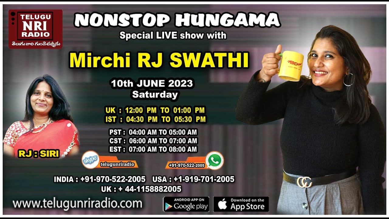 Special Live Show With || Mirchi RJ Swathi || RJ Siri || TeluguNRI ...