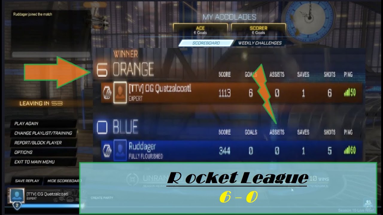 Rocket League: Ranked 6 - 0 Goose Egg W - YouTube