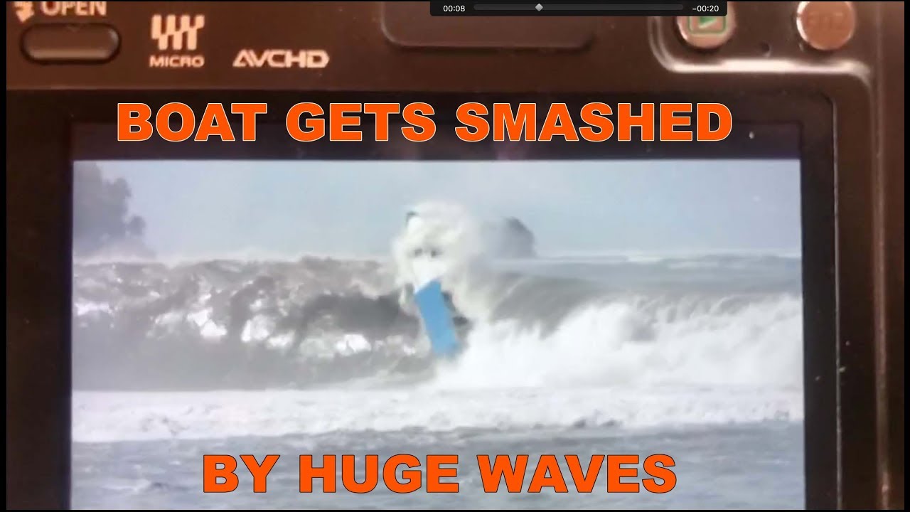 Boat gets smashed by HUGE waves in NIAS - YouTube