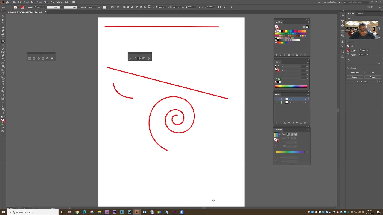 adobe illustrator line segment arc and spiral - YouTube