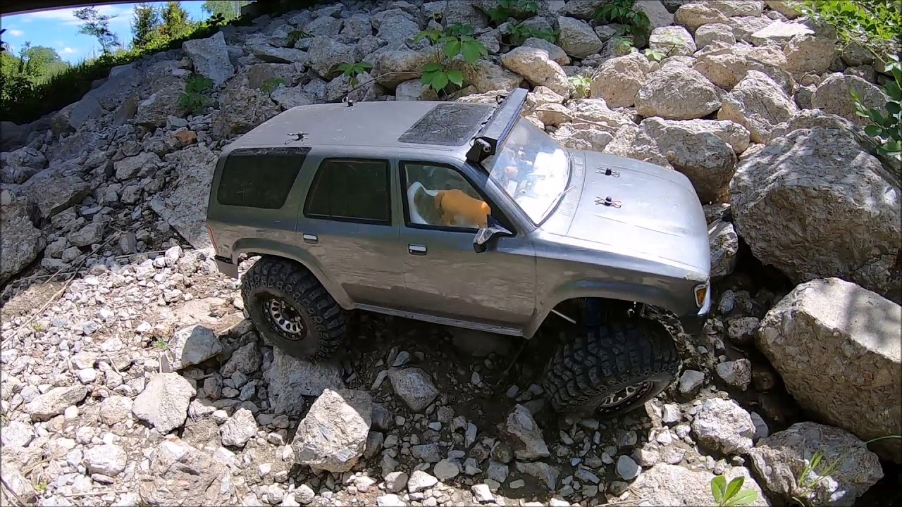 axial scx10 4runner trailing under a bridge - YouTube