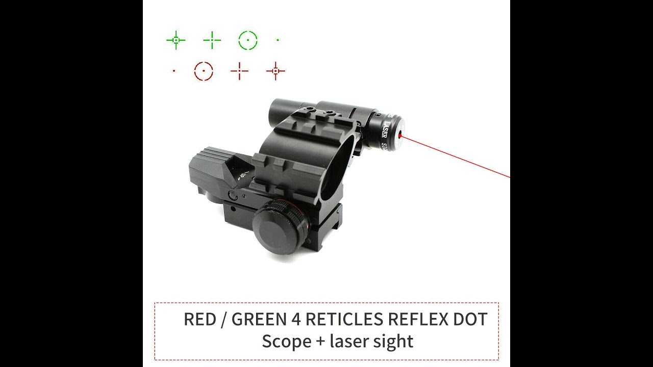 Holographic Tactical Red / Green 4 Reticles Reflex Dot Scope + laser ...