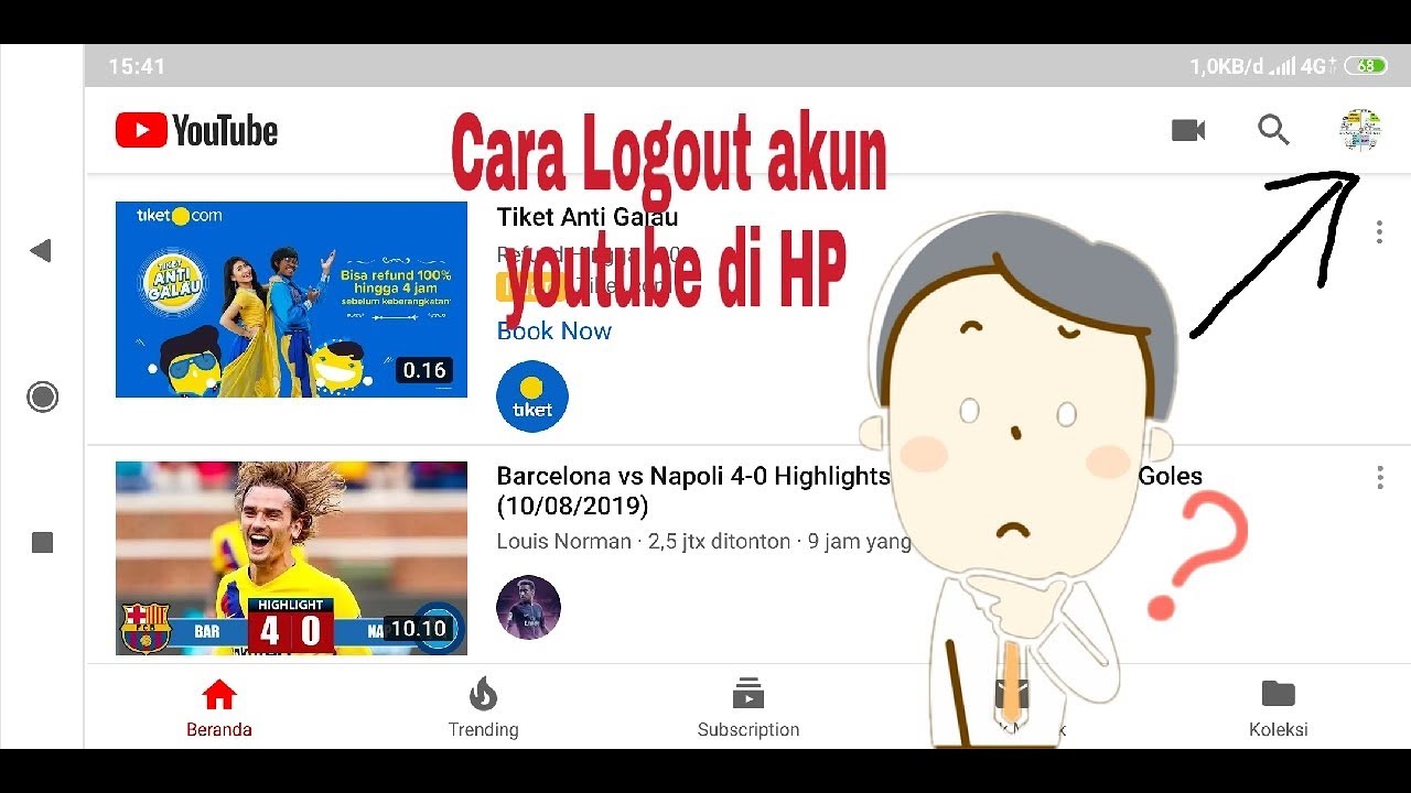 Cara logout akun youtube di hp android.... - YouTube