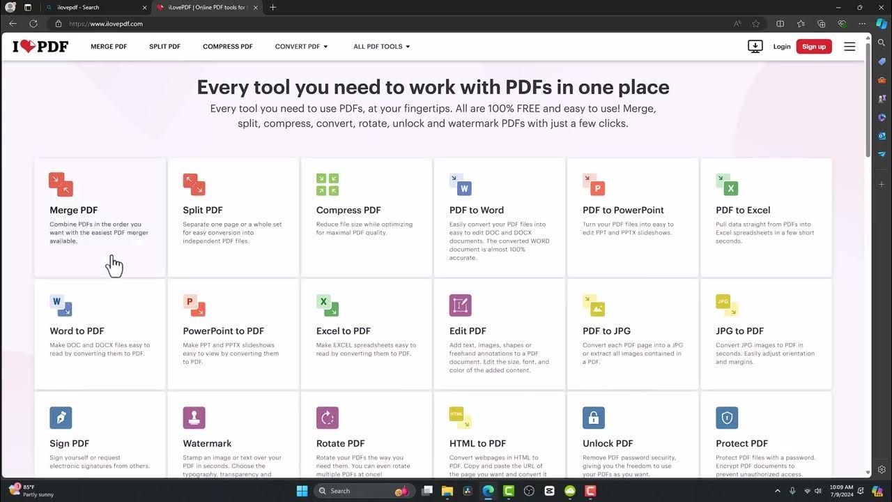Como unir documento pdf utilizando IlovePDF - YouTube