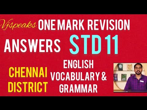 Std 11 | One mark | English | Key Answers | Vocabulary | Grammar ...