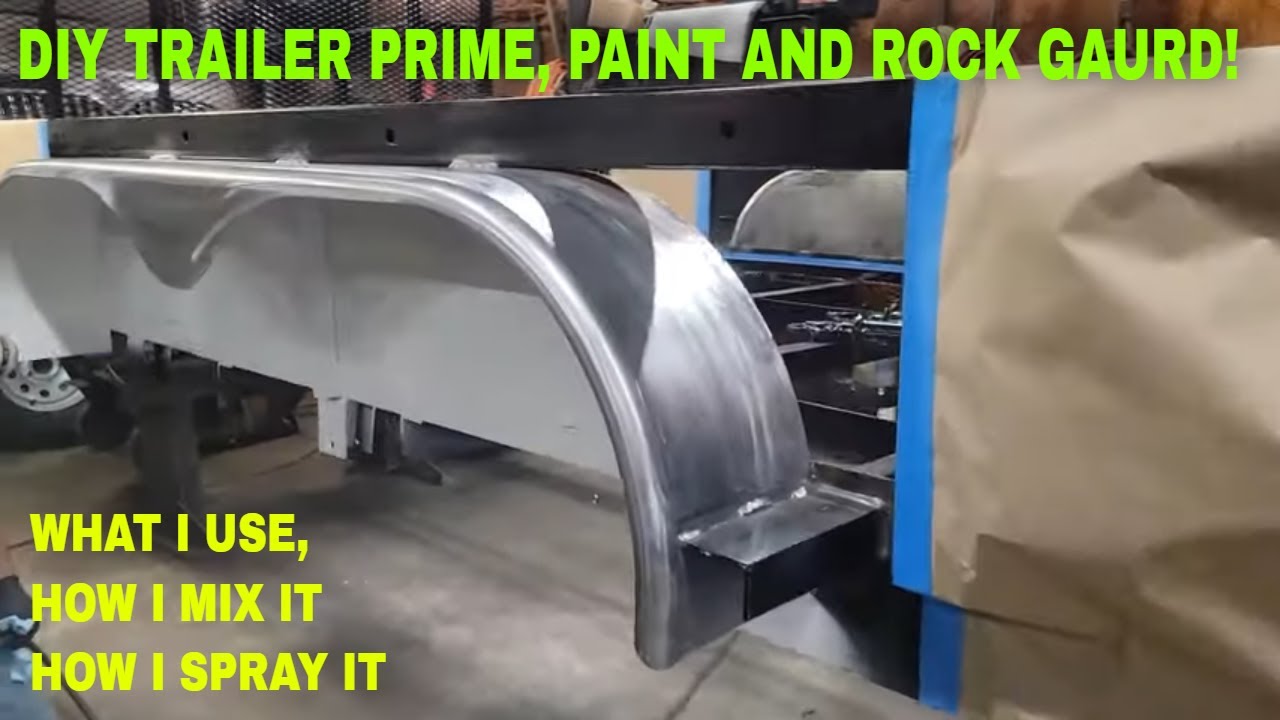 COMPLETE UTILITY TRAILER REBUILD PT 9. SPRAYING PRIMER, PAINT AND ROCK ...