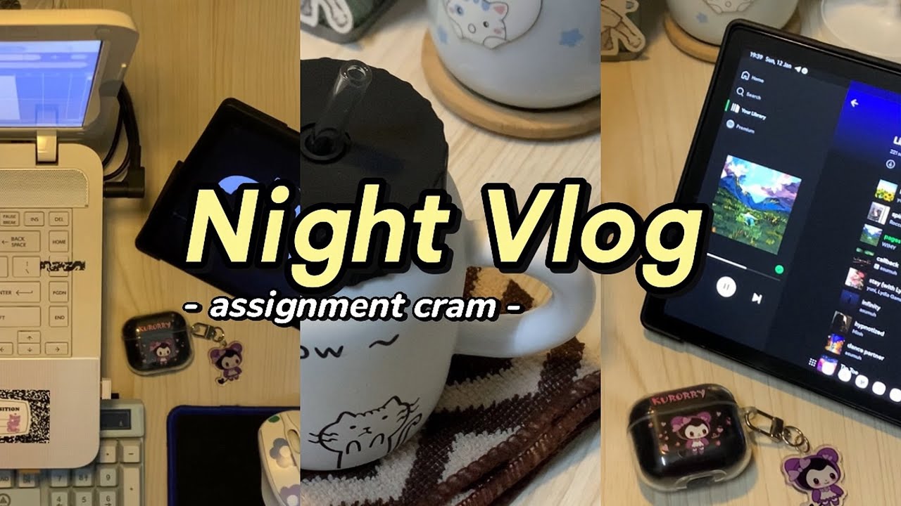 🌙 Night Vlog | college student, assignment, simple life - YouTube