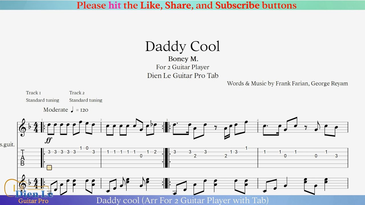 Daddy cool (Arr For 2 Guitar Player with Tab) - YouTube