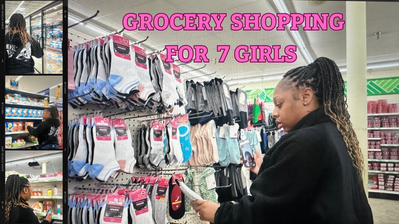GROCERY SHOPPING FOR 7 GIRLS | GIRLS HOME | WALMART & DOLLAR TREE - YouTube