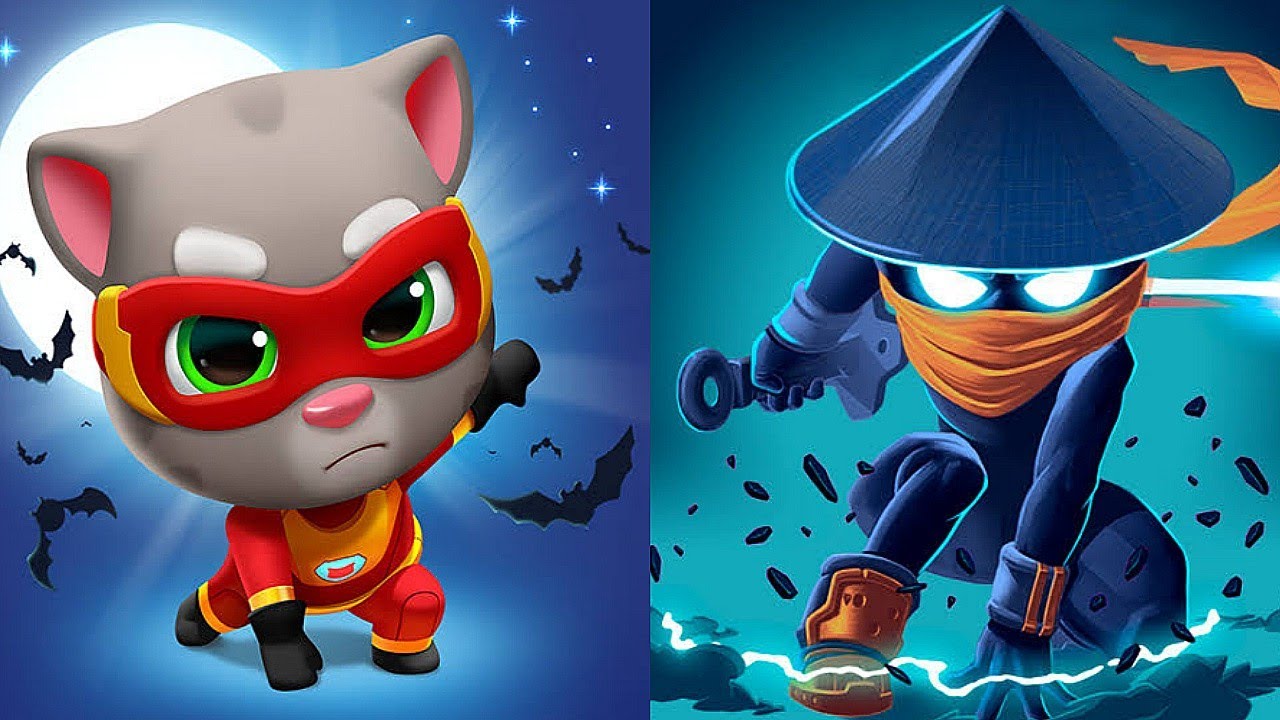 Talking Tom Hero Dash Halloween vs Ninja Dash Gameplay - YouTube