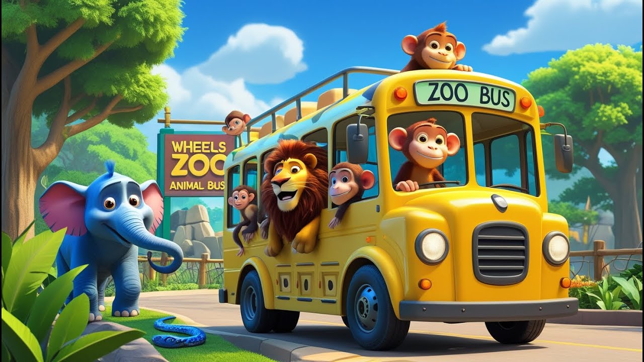 Wheels on the Animal Bus | Fun 3D Animated Nursery Rhyme for Kids ...