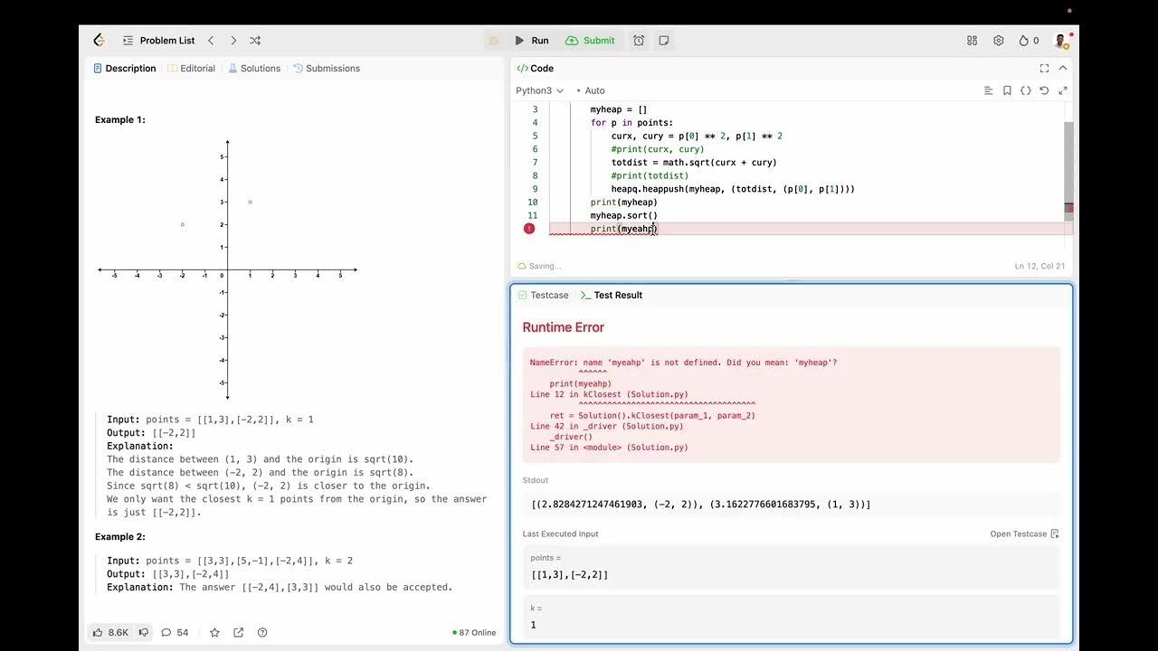 K Closest Points To The Origin - YouTube