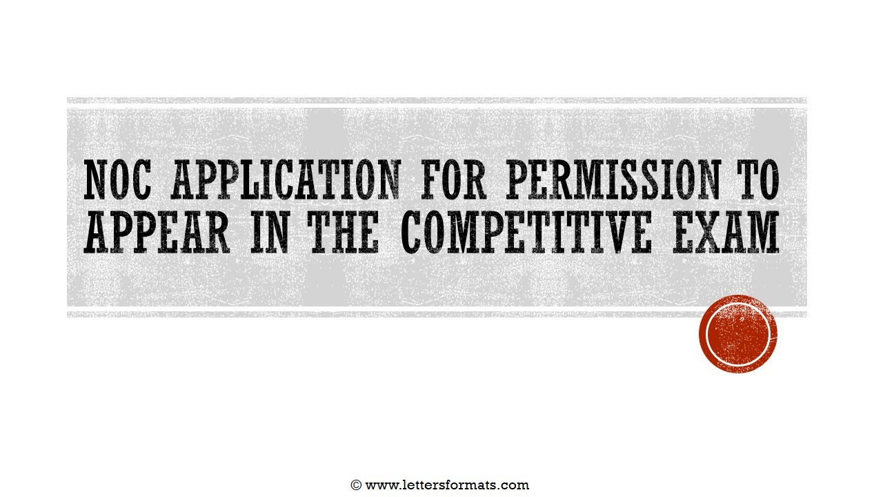 How to Write a NOC Application to Appear in Competitive Exam - YouTube