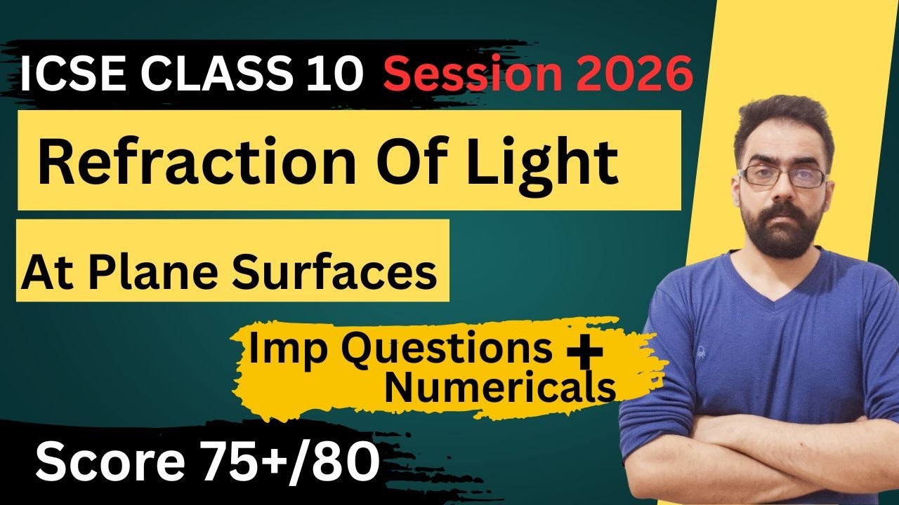 Refraction of Light Class 10 ICSE Numericals | Plane Surfaces Important ...