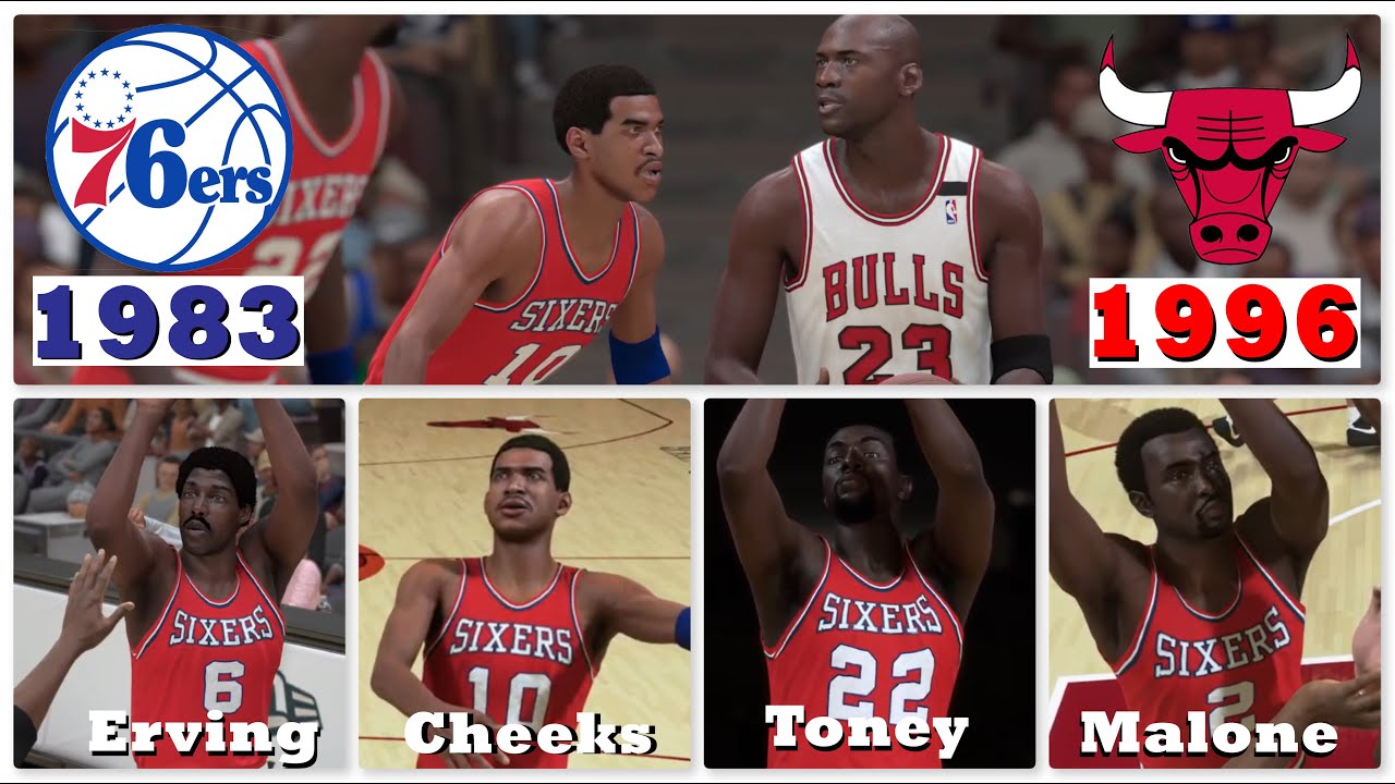 1983 Philadelphia 76ers vs 1996 Chicago Bulls - Jordan battles Philly's ...