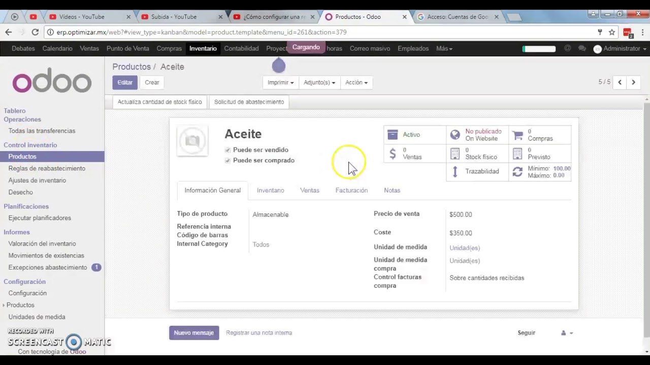 Odoo - Reglas de Reabastecimiento - YouTube