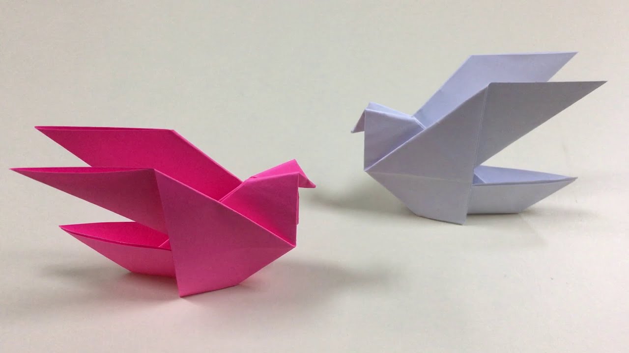 Origami Taube falten mit Papier - Vogel basteln - Einfache Bastelidee ...