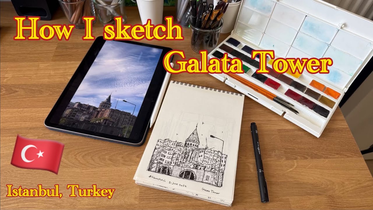 How to Sketch the Galata Tower | Step-by-Step Art Tutorial - YouTube