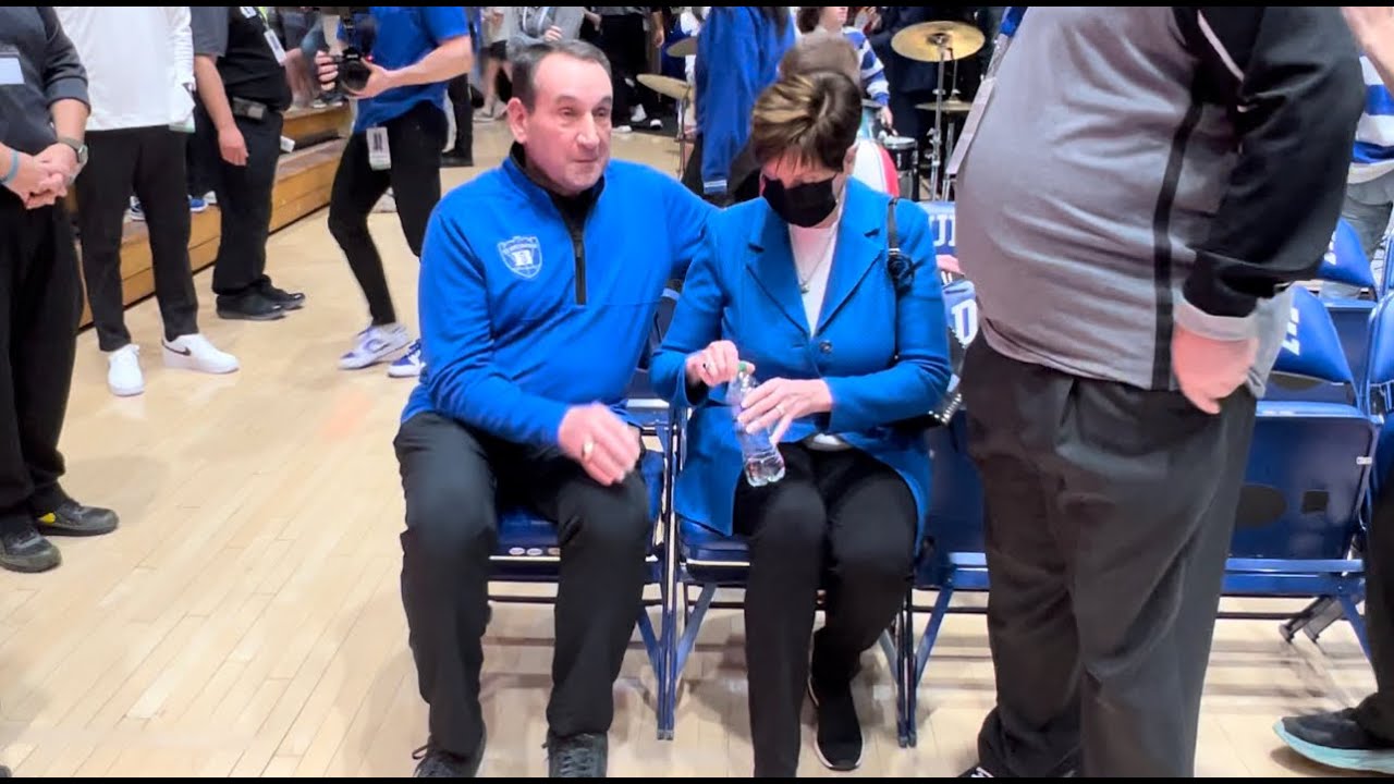 Coach K Attends First Duke Game Since Retiring - YouTube