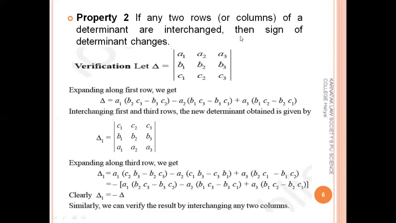Properties of determinants session 1 - YouTube