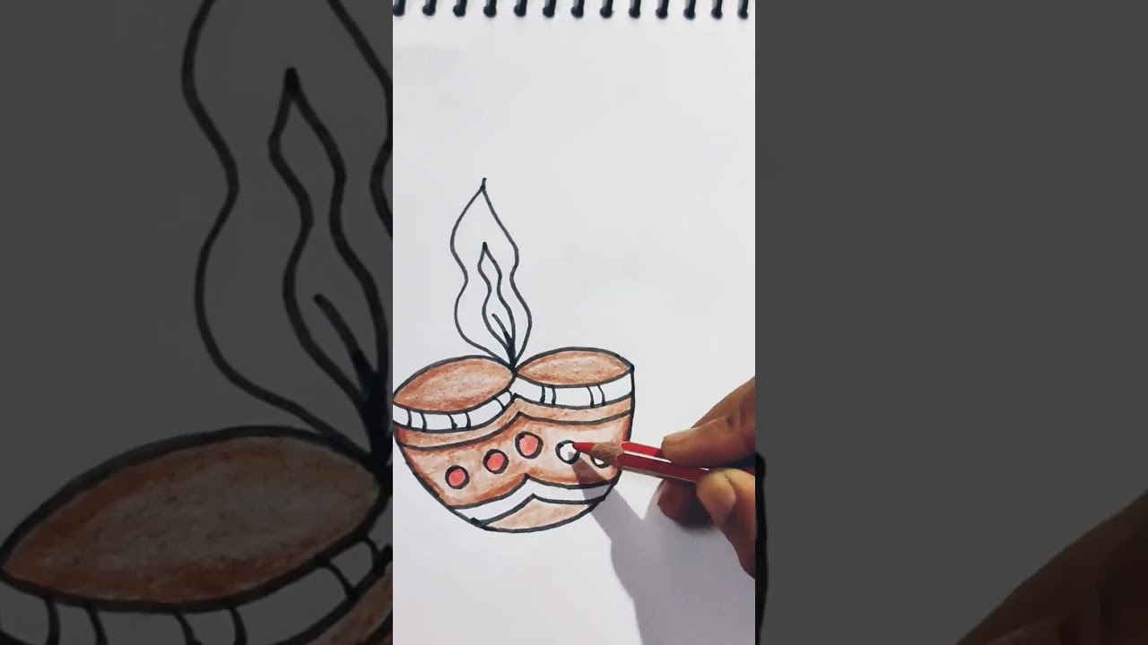 Beautiful Diya Drawing For Diwali//Diwali Drawing//#shorts - YouTube