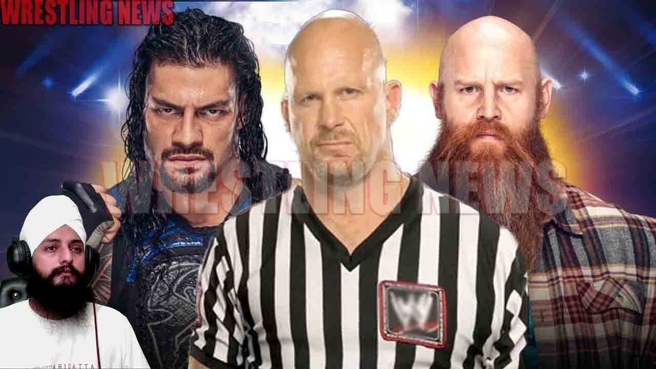 Special Guest Referee Stone Cold Roman Reings vs Rowan Match - YouTube