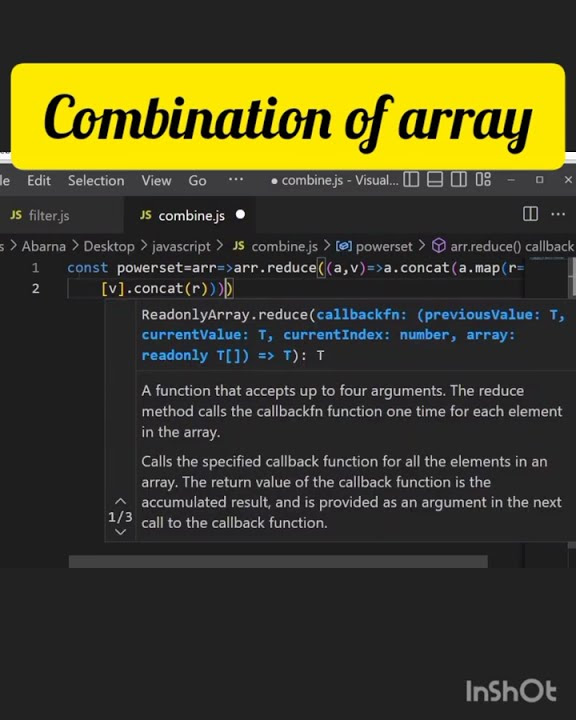 Combination of Array in Javascript - YouTube
