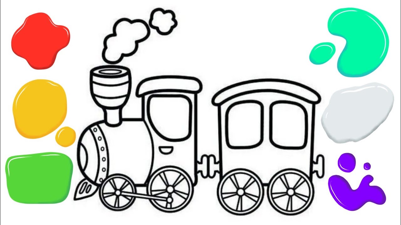 How to Paint a Train 🚂 Step by Step For Kids | Painting | Drawing ...
