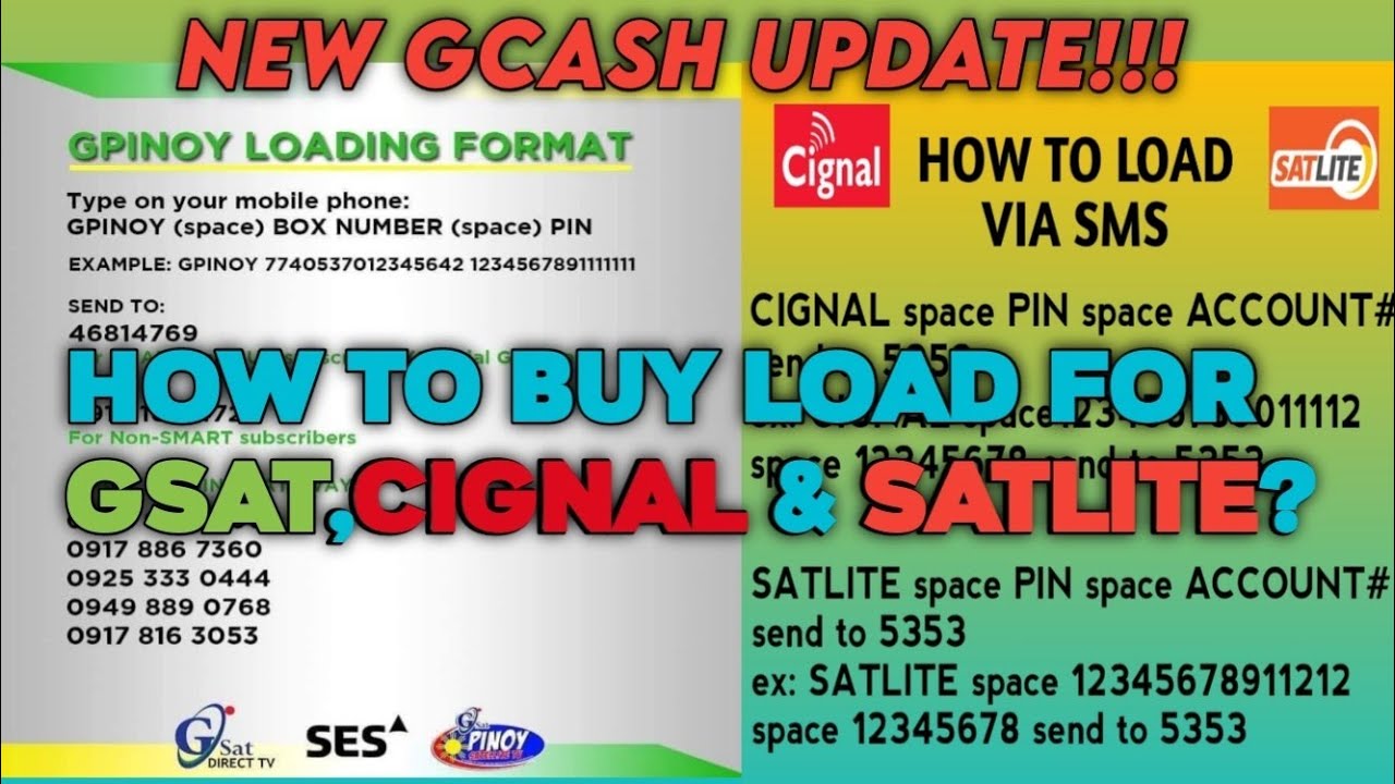 PAANO BUMILI NG LOAD SA GCASH?GSAT,CIGNAL & SATLITE|E-PIN via SMS ...