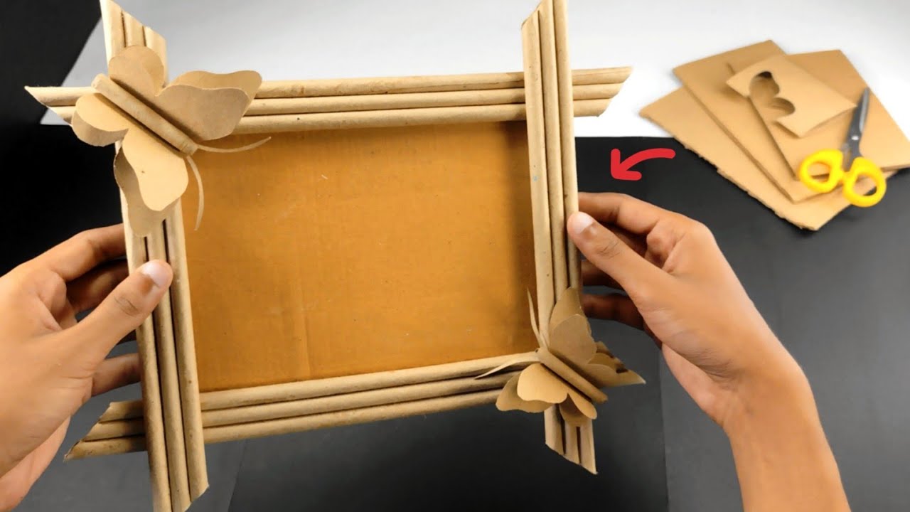 Beautiful Photo Frame With CARDBOARD ♻️ | Photo Frame Making at Home ...