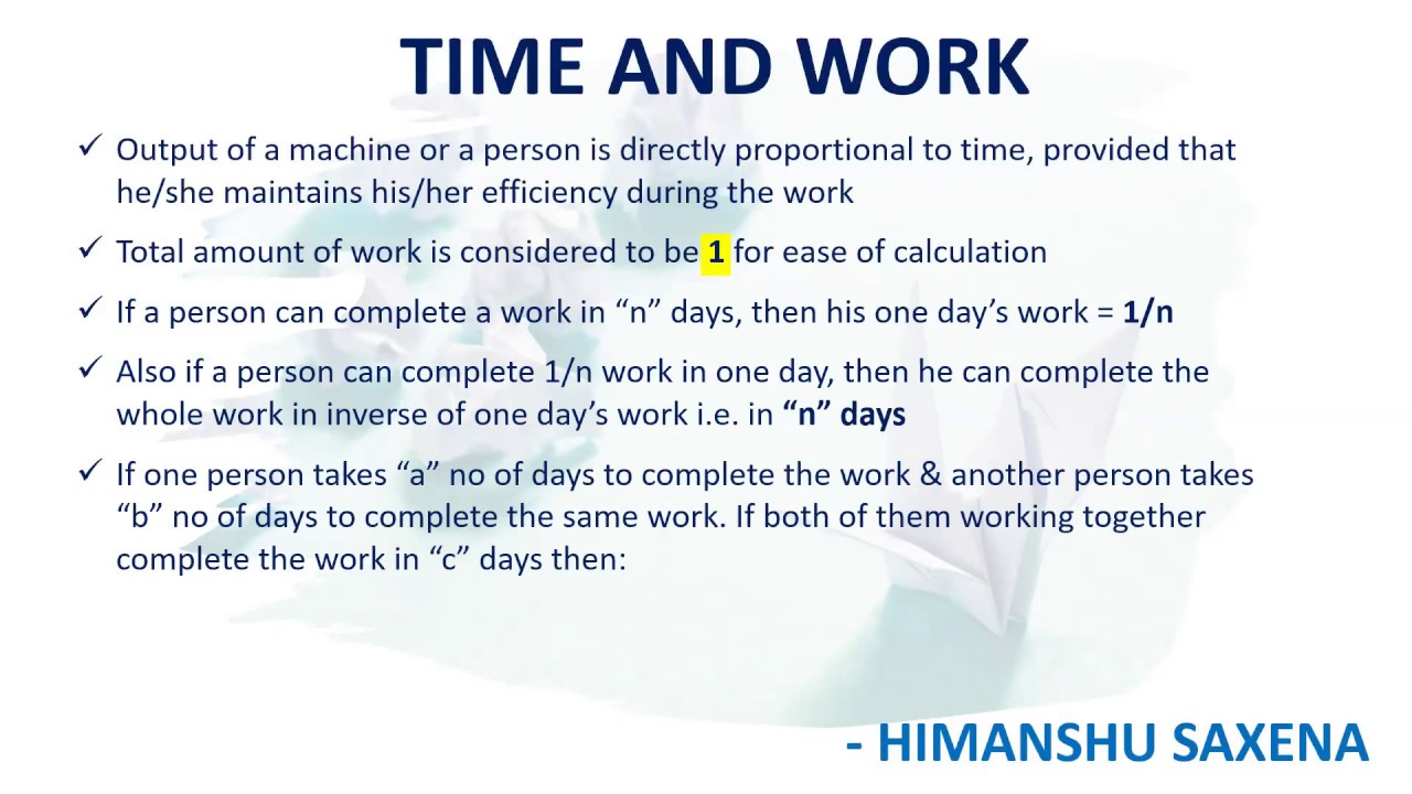 Time & Work Part 1 - YouTube