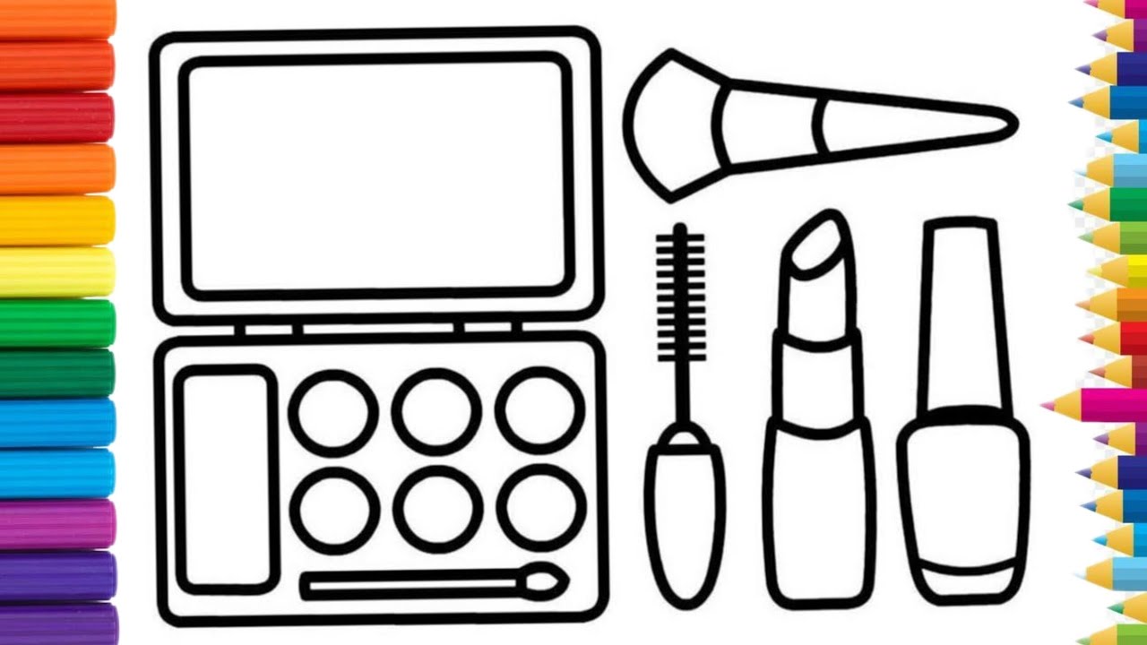 How to Draw Makeup Set Kit for Kids | Step-by-Step Easy Drawing ...