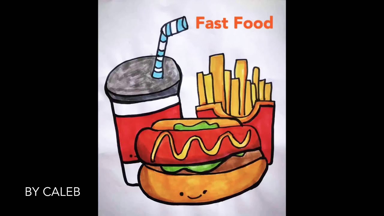 How to Draw Fast Food/Hot dog/French fries 🍟 and drink 🥤 - YouTube