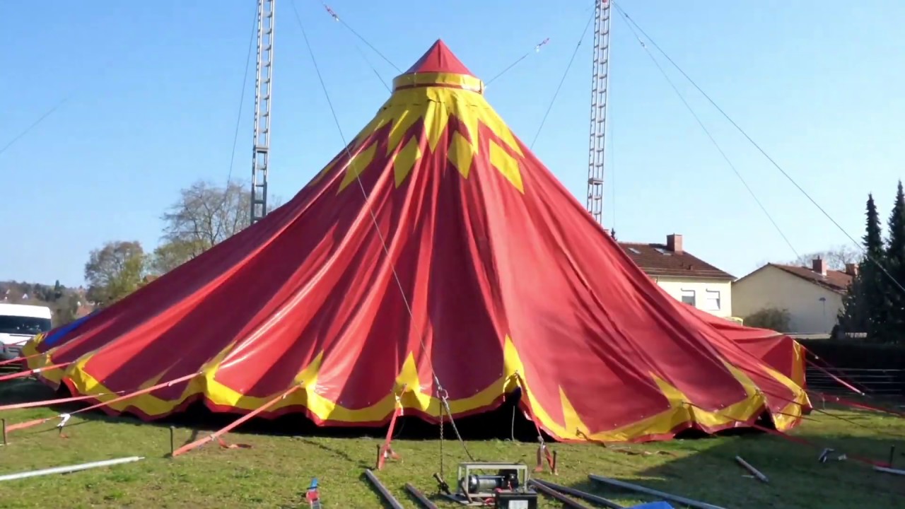 Zirkuszelt Circus tent building up timelapse - YouTube