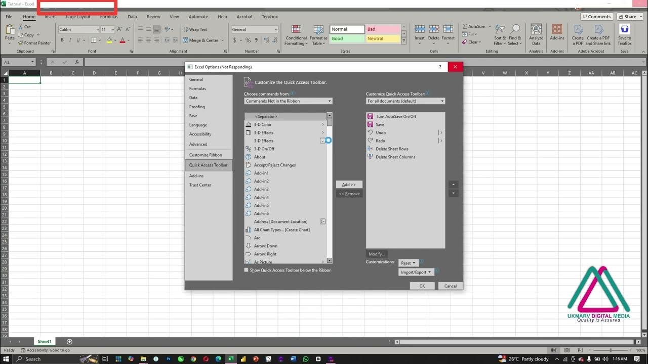 MS Excel Tutorial Lesson 2 ||2 Quick Access Toolbar - YouTube
