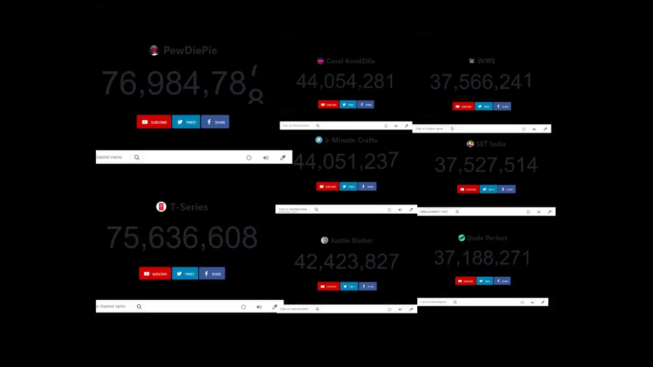 TOP 8 YouTuber Live Subscriber Count Live Stream 🇵🇰 - YouTube