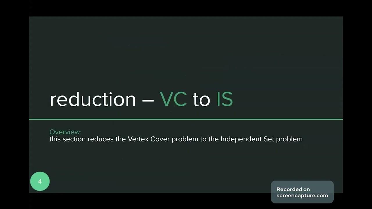 Vanderbilt Algorithms - Reduction from an Independent Set to a Vertex ...