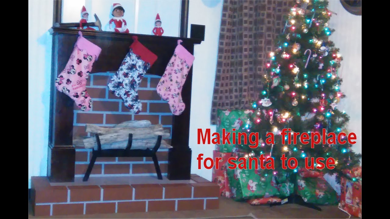 making a Christmas decorative brick and wood fireplace and hearth for ...