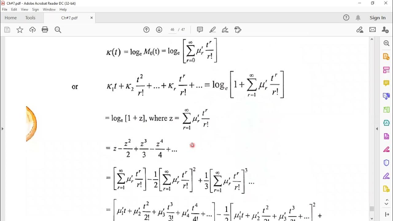 Cumulant Generating Functions || Mathematical Statistics || Maqsood Ali Abbas - YouTube