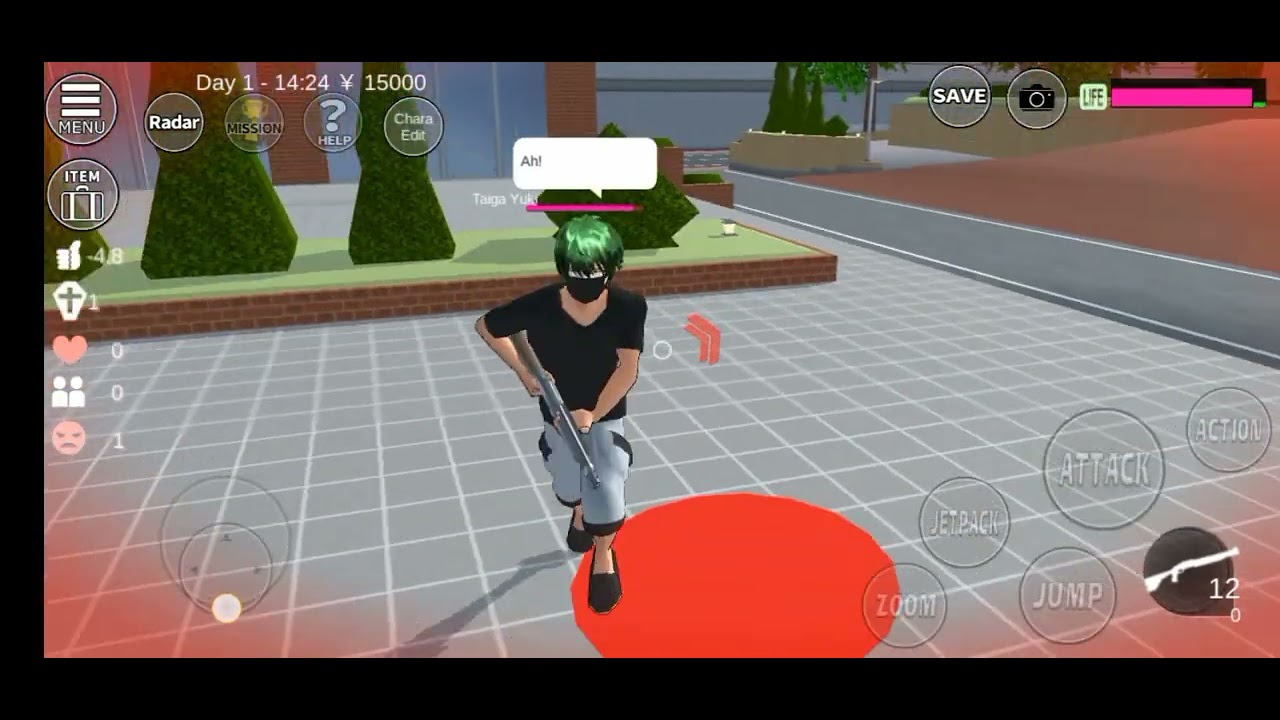 Sakura school simulator zombie shoot guns - YouTube