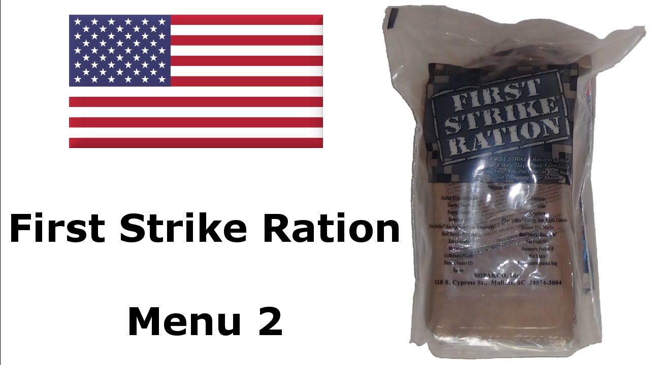 US Military Army First Strike Ration Menu 2 - YouTube