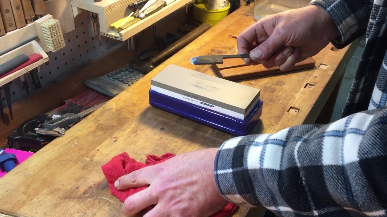 Sharpening a round plane iron - YouTube